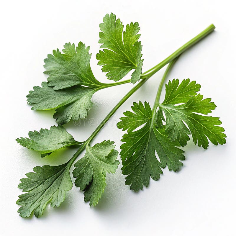 Fresh Cilantro Leaves on White Surface Stock Illustration ...