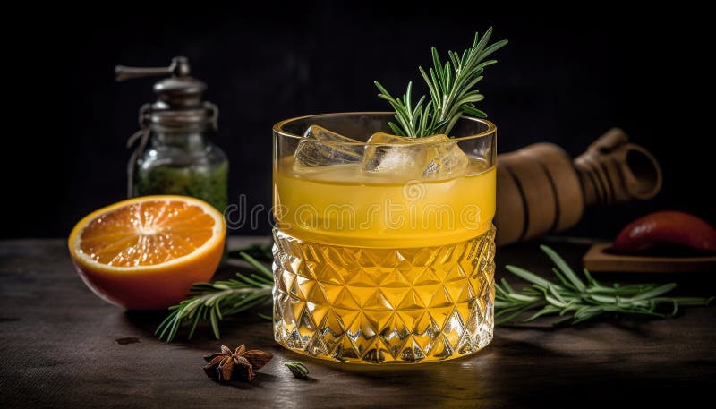 Fresh Citrus Cocktail on Rustic Wooden Table Generative AI Stock Photo ...