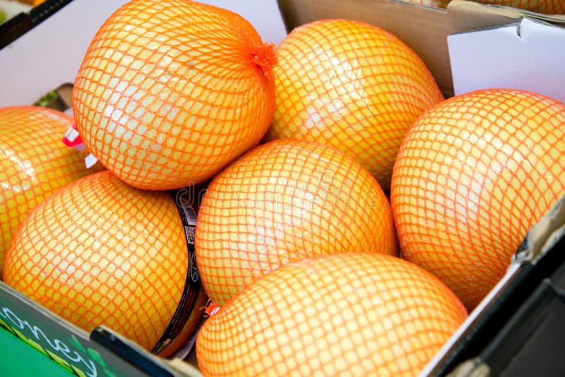 Fresh Citrus Fruits are on the Counter in the Store Stock Image - Image ...