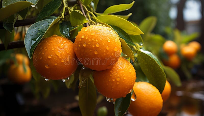 Fresh Citrus Fruits on a Tree, a Vibrant Healthy Harvest Generated by ...