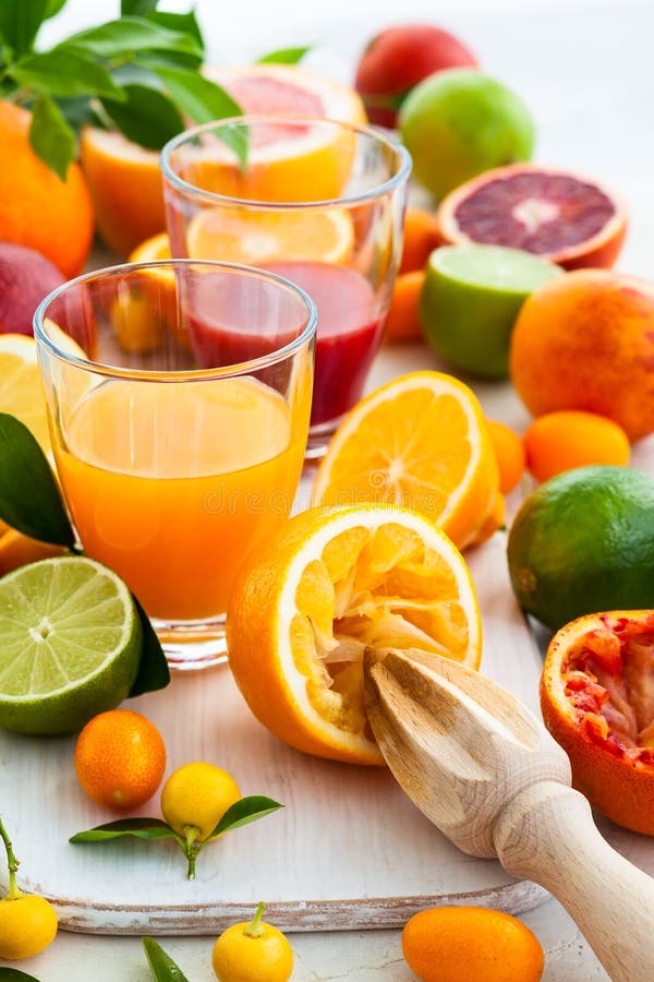 Fresh citrus juices stock photo. Image of horizontal - 52566778