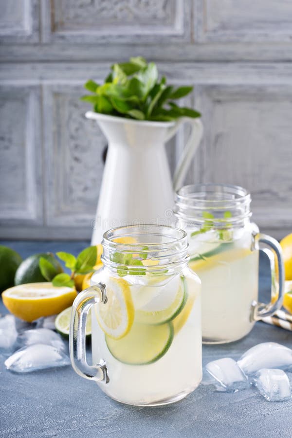 Fresh Citrus Lemonade in Mason Jars Stock Photo - Image of fresh ...