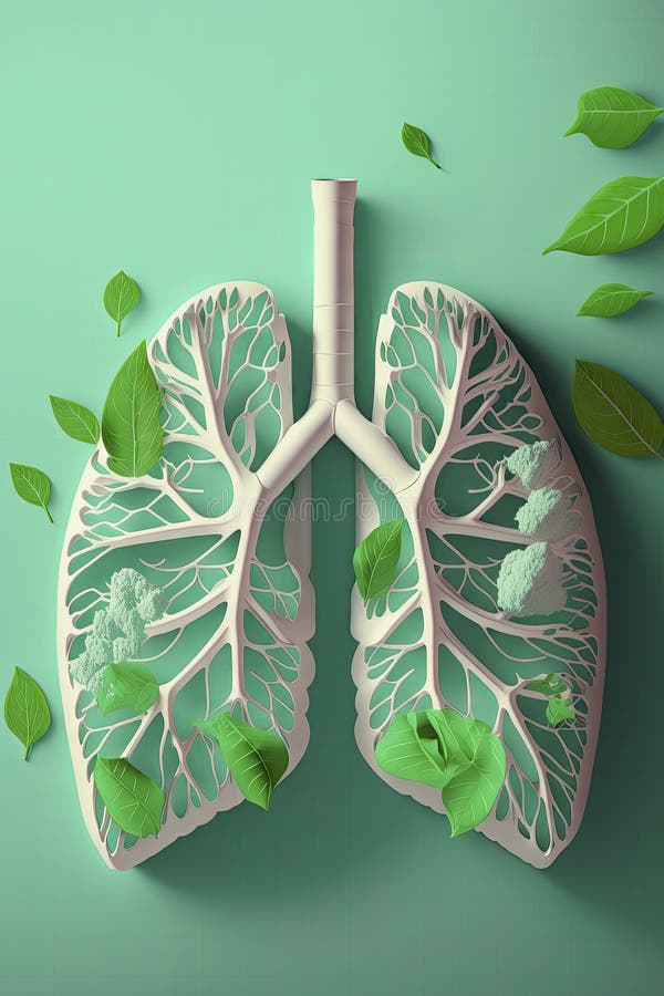 Fresh and Clean Lungs on a Light Green Background for Medical ...