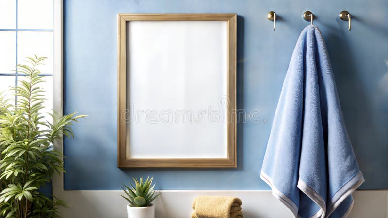 Fresh Clean - a Single Towel Hanging on a Hook. Empty White Mock Up ...