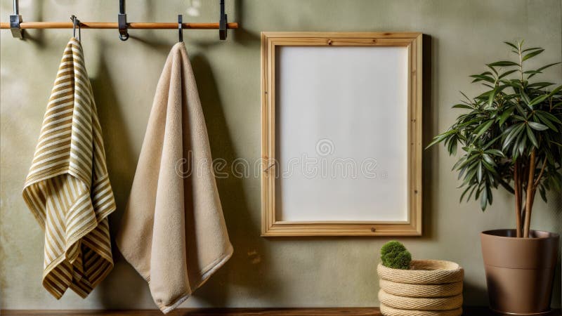 Fresh Clean - a Single Towel Hanging on a Hook. Empty White Mock Up ...