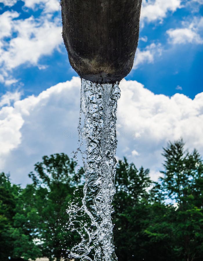 Fresh and Clean Spring Water Descends from the Blue Sky Stock Image ...