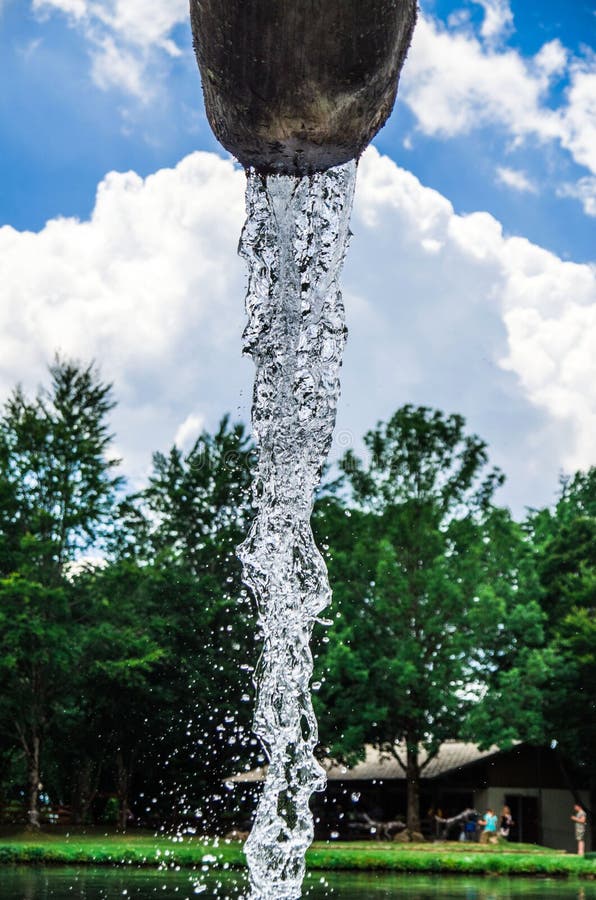 Fresh and Clean Spring Water Descends from the Blue Sky Stock Photo ...