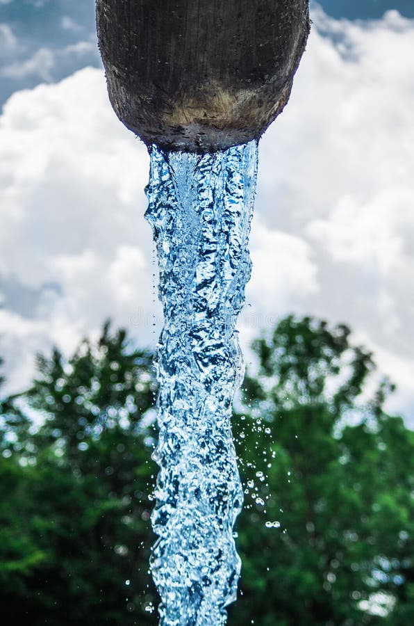 Fresh and Clean Spring Water Descends from the Blue Sky Stock Image ...