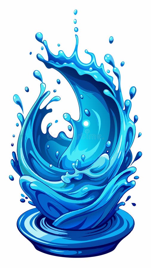 Fresh Clean Water Flowing Wave with Bubbles and Drops. Vector ...
