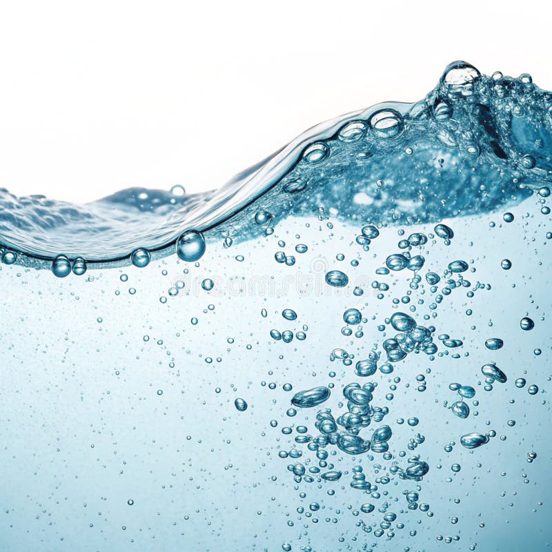 Fresh Clean Water Wave with Bubbles and Drops Isolated on Transparent ...