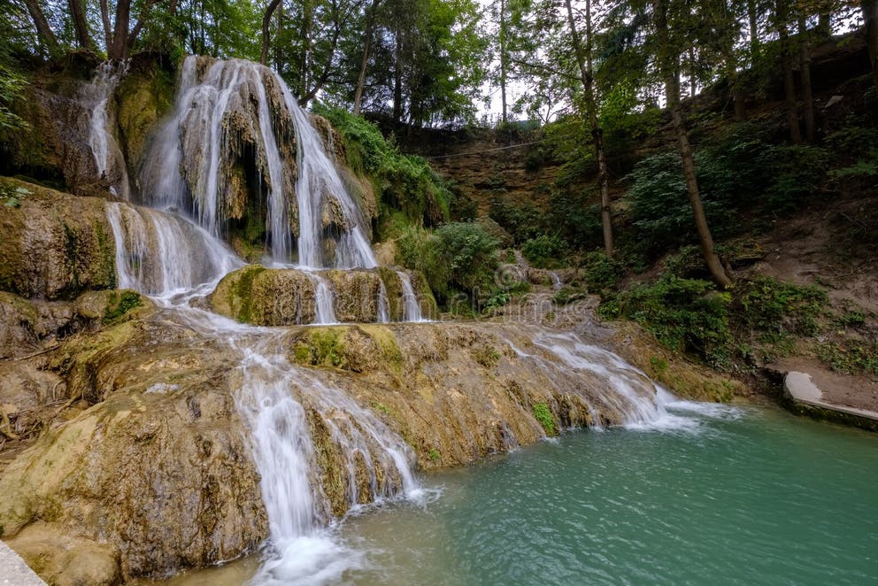 Fresh Clean Waterfall in Summer Stock Image - Image of rock, seashore ...