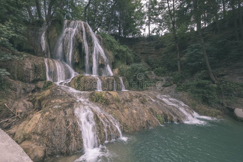 Fresh Clean Waterfall in Summer - Vintage Retro Look Stock Photo ...