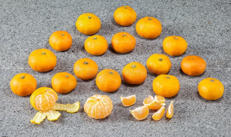 Fresh Clementines Mandarin Fruit Peeled on Stone Stock Image - Image of ...