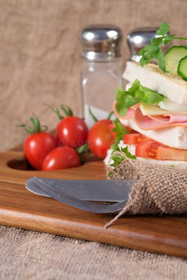 Fresh Club Sandwich in Rustic Kitchen Setting Stock Image - Image of ...