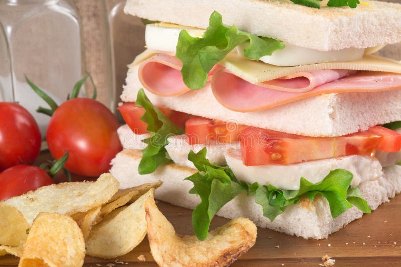 Fresh Club Sandwich in Rustic Kitchen Setting Stock Photo - Image of ...