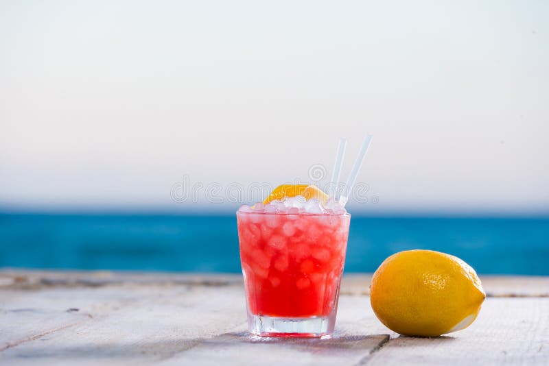 Fresh Cocktail on the Beach Stock Image - Image of holiday, straw: 34159933