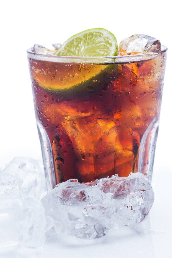 Fresh Cocktail with Cola Drink and Lime Stock Image - Image of isolated ...