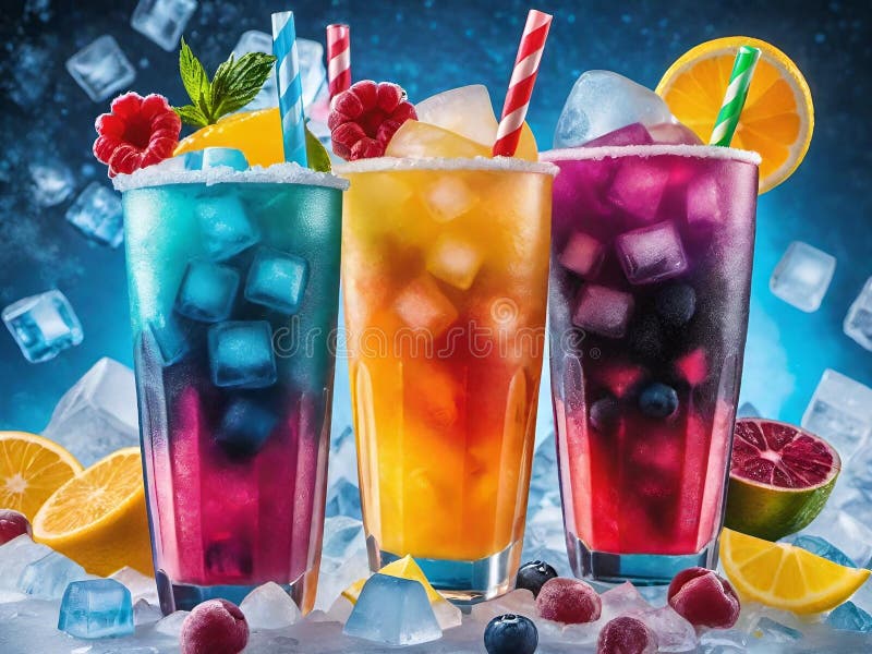 Fresh Cocktail with Ice and Fruit Stock Illustration - Illustration of ...