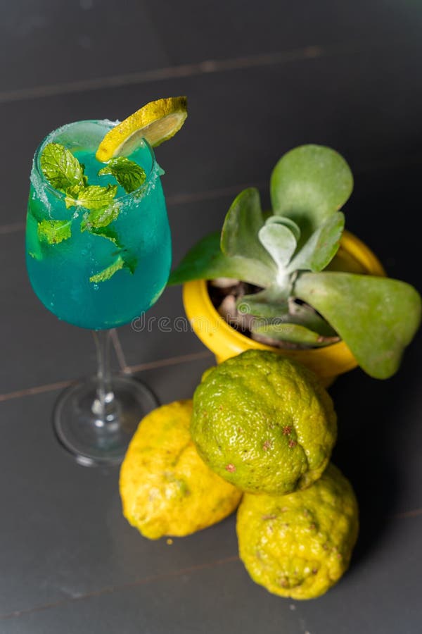 Fresh Cocktail and Lemons Near a Plant Stock Image - Image of juice ...