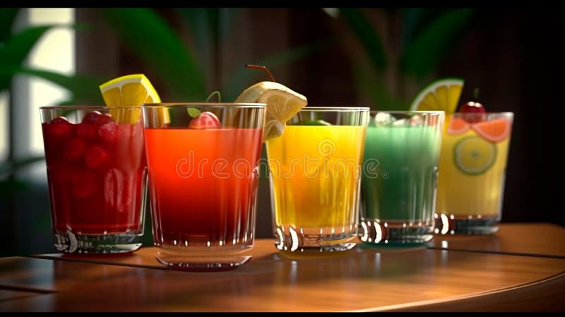Fresh Cocktails and Tropical Juice Drinks. Generative AI Stock ...