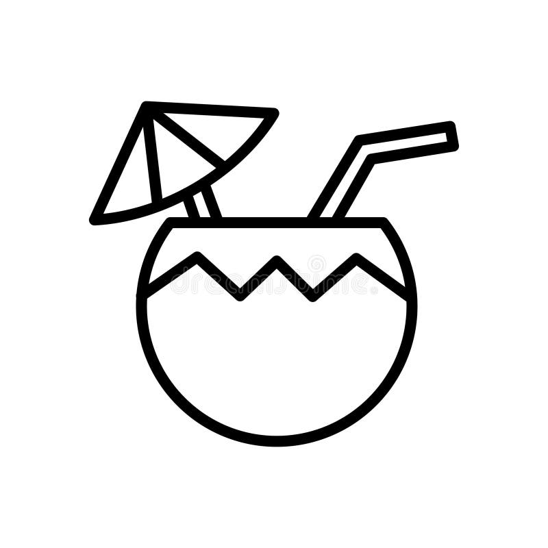 Fresh Coconut Cocktail Drink Icon Vector Design Template Stock ...