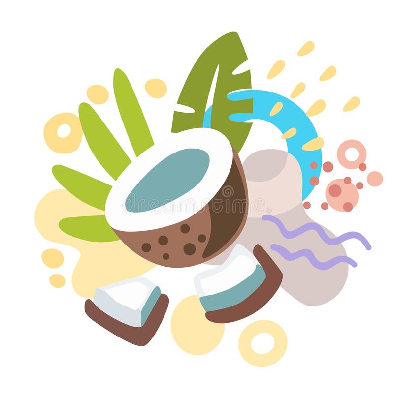 Fresh Coconut on Color Abstract Background Stock Vector - Illustration ...