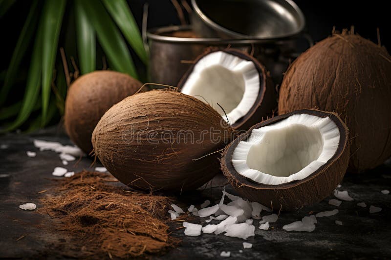 Fresh Coconut Culinary Display Stock Illustration - Illustration of ...
