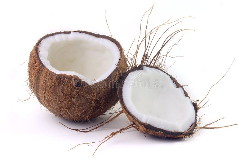Fresh Coconut Cut in Half Isolated on White Background Stock Image ...