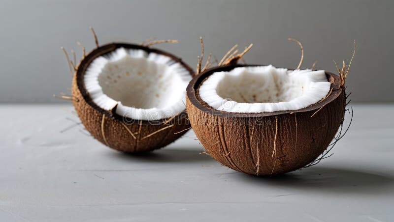 Fresh Coconut Cut in Half Showing White Flesh Inside Stock Image ...
