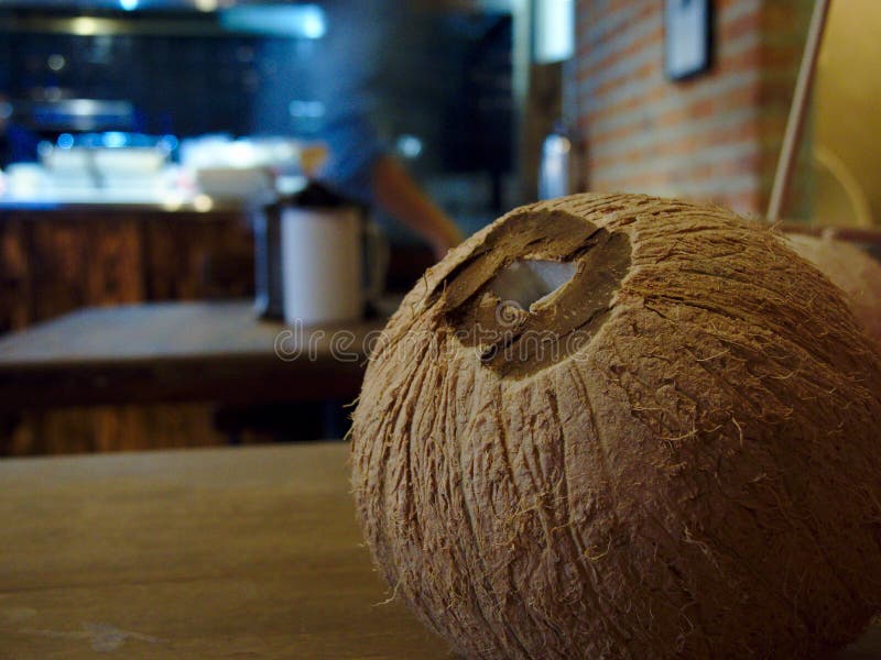 Fresh Coconut Detail in Restaurant, Coconut Concept Stock Photo - Image ...