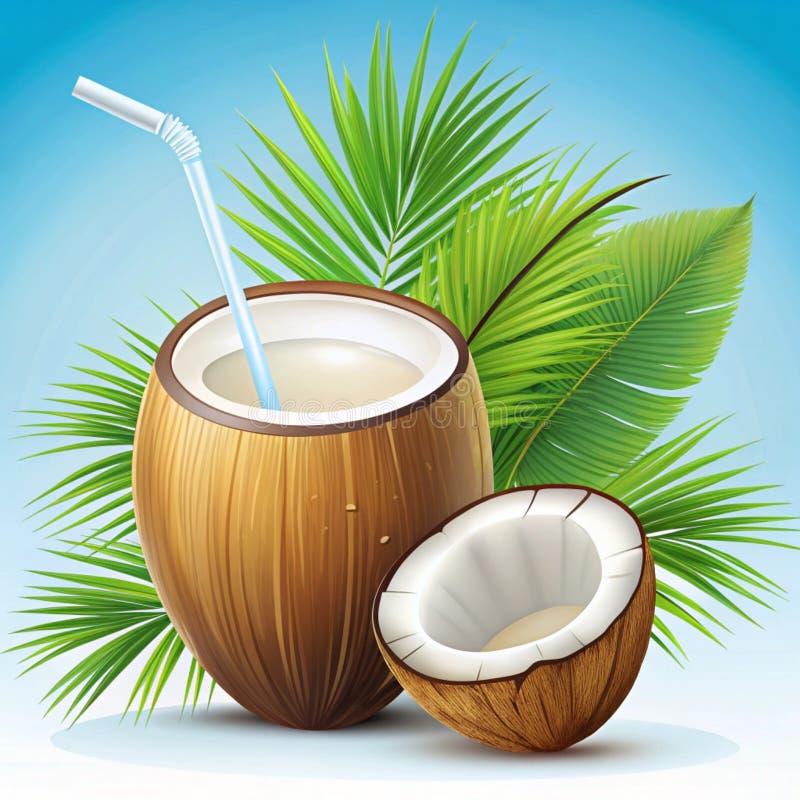 Fresh Coconut Fruit Drink Vector Clipart for Tropical and Refreshing ...
