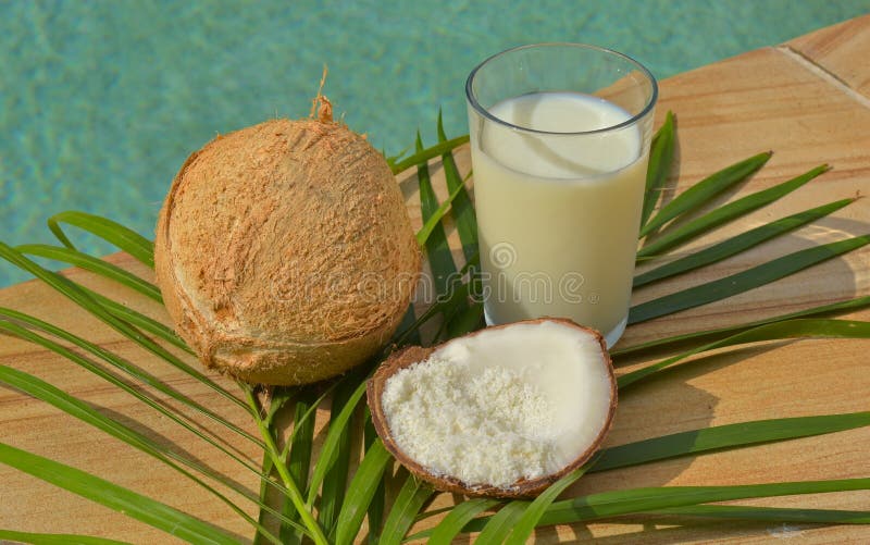 Fresh Coconut and Coconut Milk. Stock Photo - Image of closeup, exotic ...