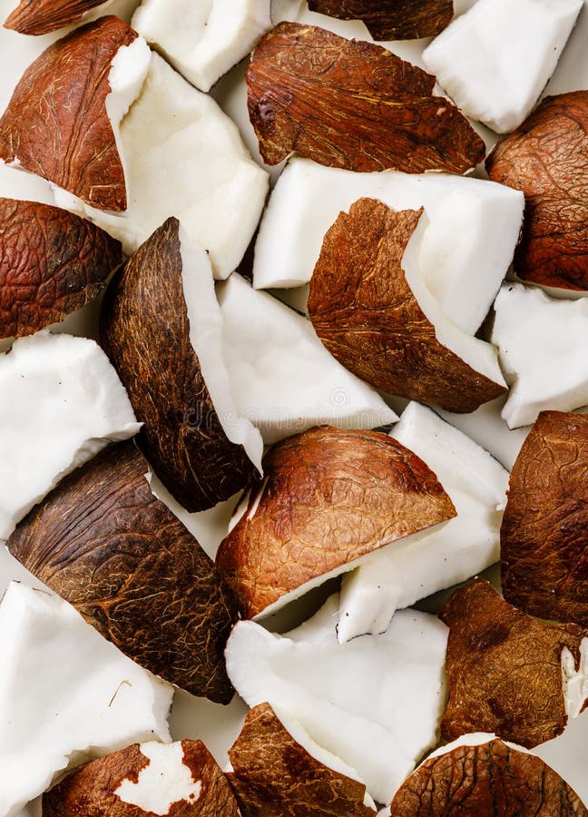 Coconut. Pieces Isolated on a White Stock Photo - Image of sweet ...