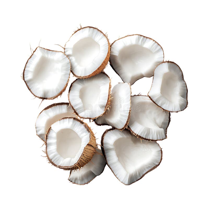 Fresh Coconut Pieces Ready for Use Against Transparent Background Stock ...
