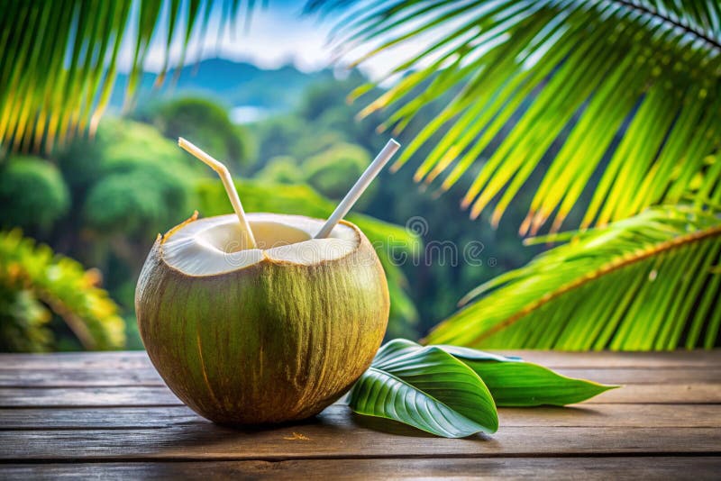 Fresh Coconut Ready To Drink Stock Illustration - Illustration of ...