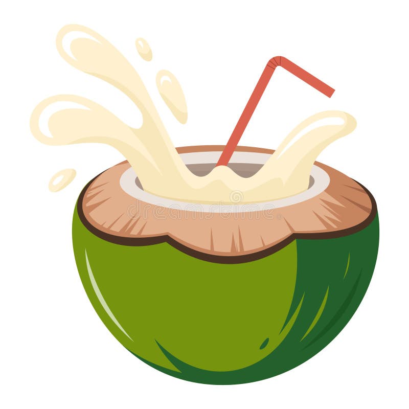 Fresh Coconut Water Drink with Straw Isolated Illustration Stock ...