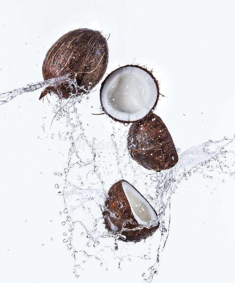 Fresh Coconut with Water Splash Stock Photo - Image of grapefruit ...
