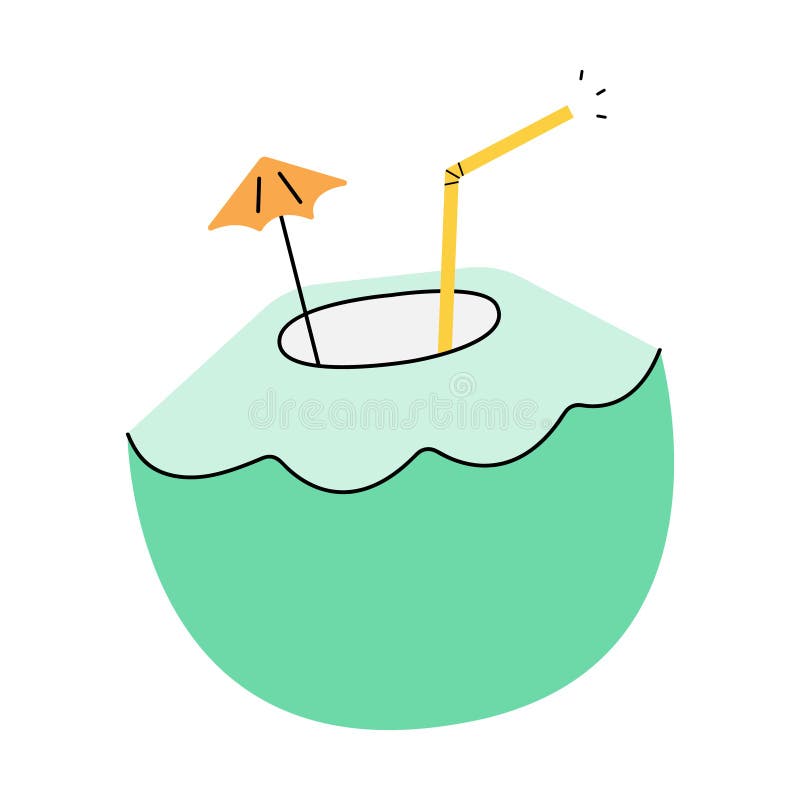 Fresh Coconut Water. Summer Drink Stock Vector - Illustration of fruit ...
