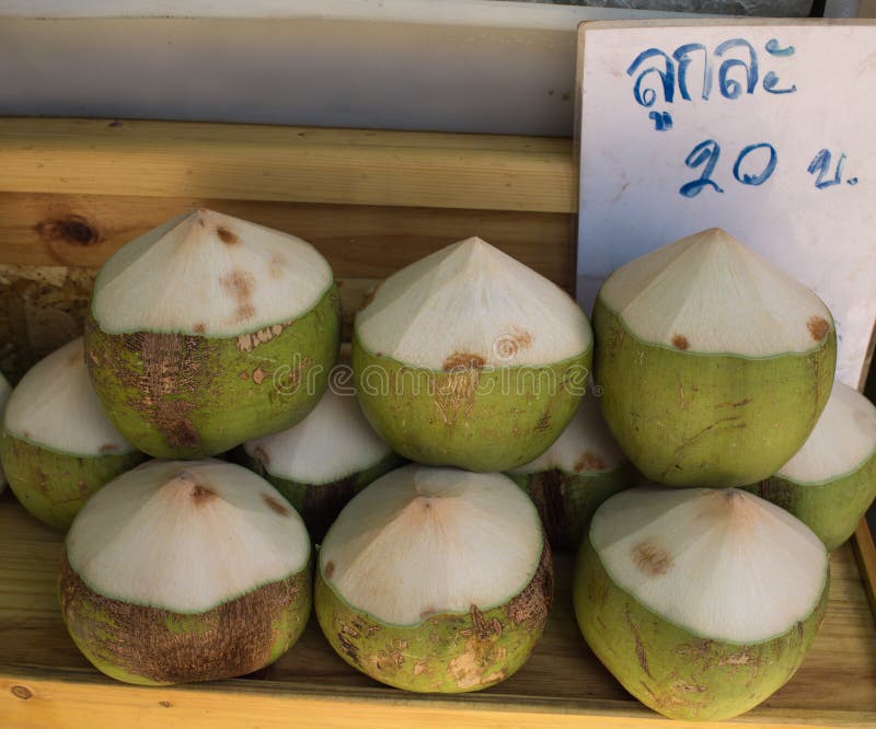 Fresh Coconuts in the Market, Thailand Stock Image - Image of fresh ...