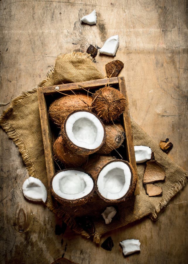 Coconuts in a sack stock photo. Image of market, edible - 12748924