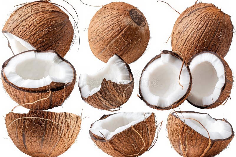 Fresh Coconuts Selection Isolated on White for Food Photography or ...