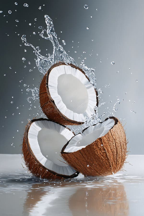 Fresh Coconuts Splashed with Water: Refreshing and Juicy Tropical ...