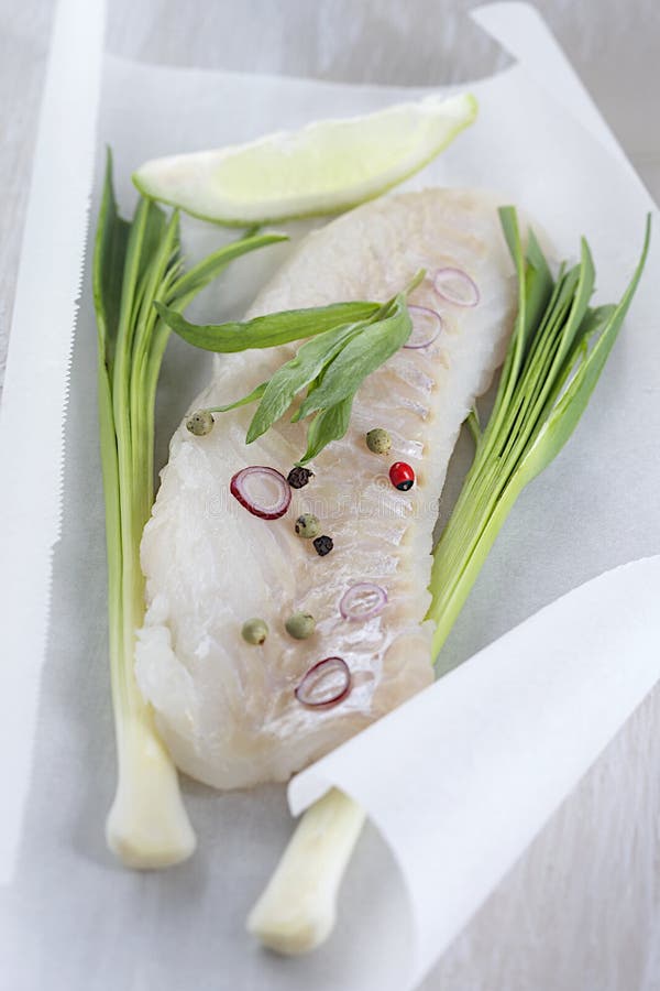 Fresh cod filet stock image. Image of delicacy, paper - 40017913