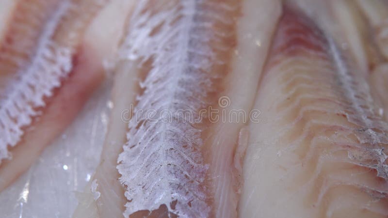 Fresh Cod Fillet Lying on Ice in a Supermarket Stock Video - Video of ...