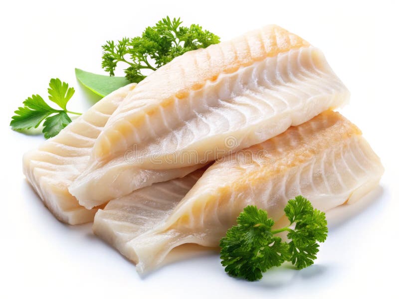 Fresh Cod Fillets a WideAngle CloseUp on Pristine White for Culinary ...