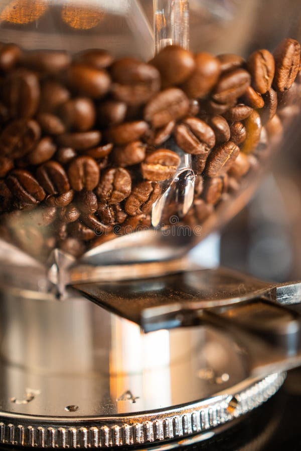 Fresh Coffee Bean Grinder Machine Stock Photo - Image of espresso, bean ...