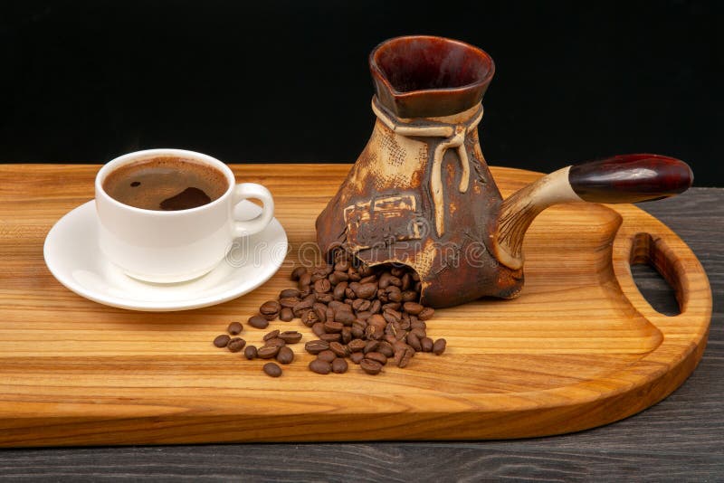 Fresh Coffee Beans Fall Out of Broken Ceramic Coffee Pot Stock Photo ...