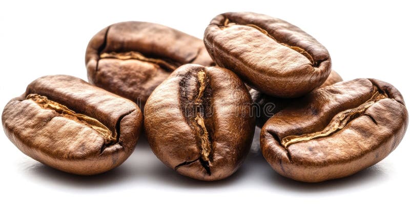 Fresh Coffee Beans Spread Across a Clean White Background, Aromatic ...