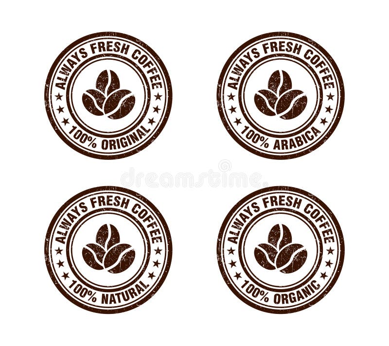 Always Fresh Coffee Brown Stamp Set Stock Vector - Illustration of ...