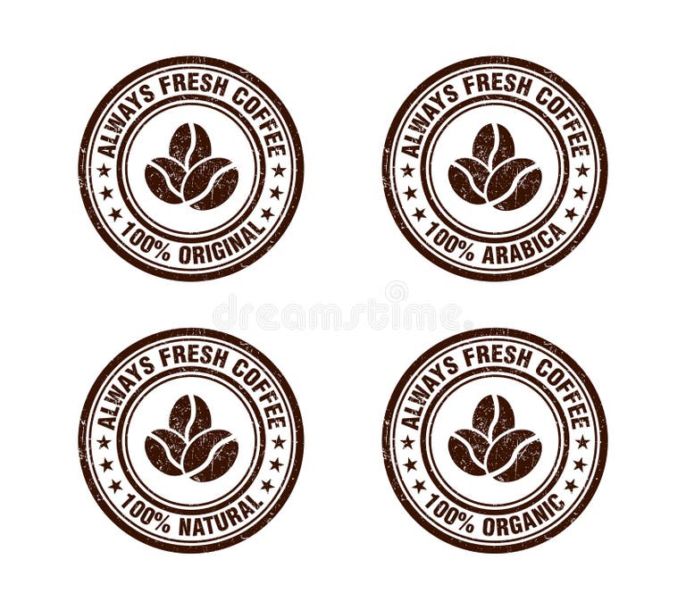 Always Fresh Coffee Brown Stamp Set Stock Vector - Illustration of ...